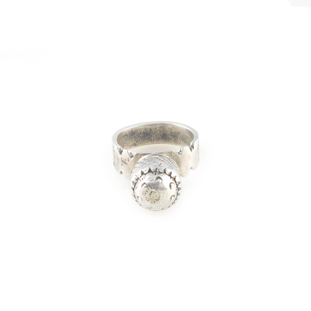 Fulani Silver Amulet Domed Ring US Size 12, Mali - KAZAART